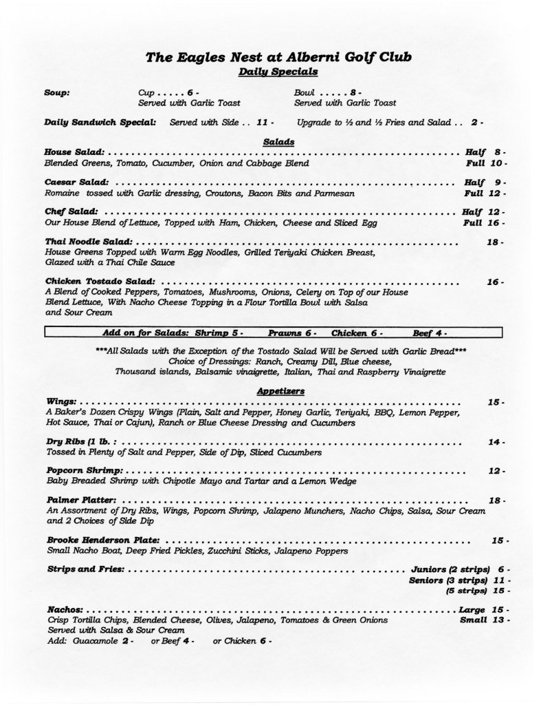 Eagle's Nest Restaurant + Bar - Alberni Golf Club