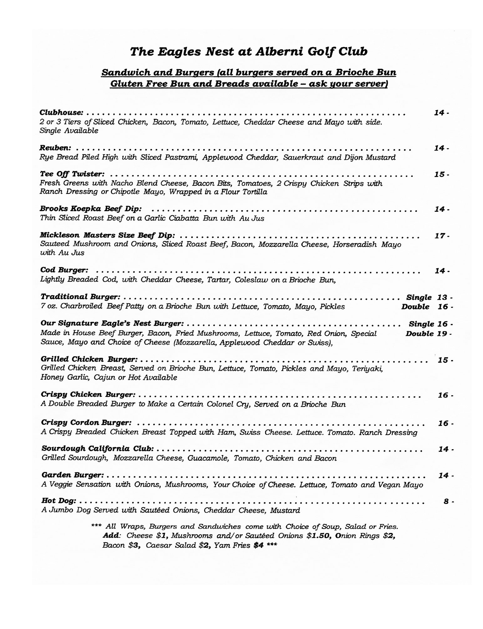 Eagle's Nest Restaurant + Bar - Alberni Golf Club