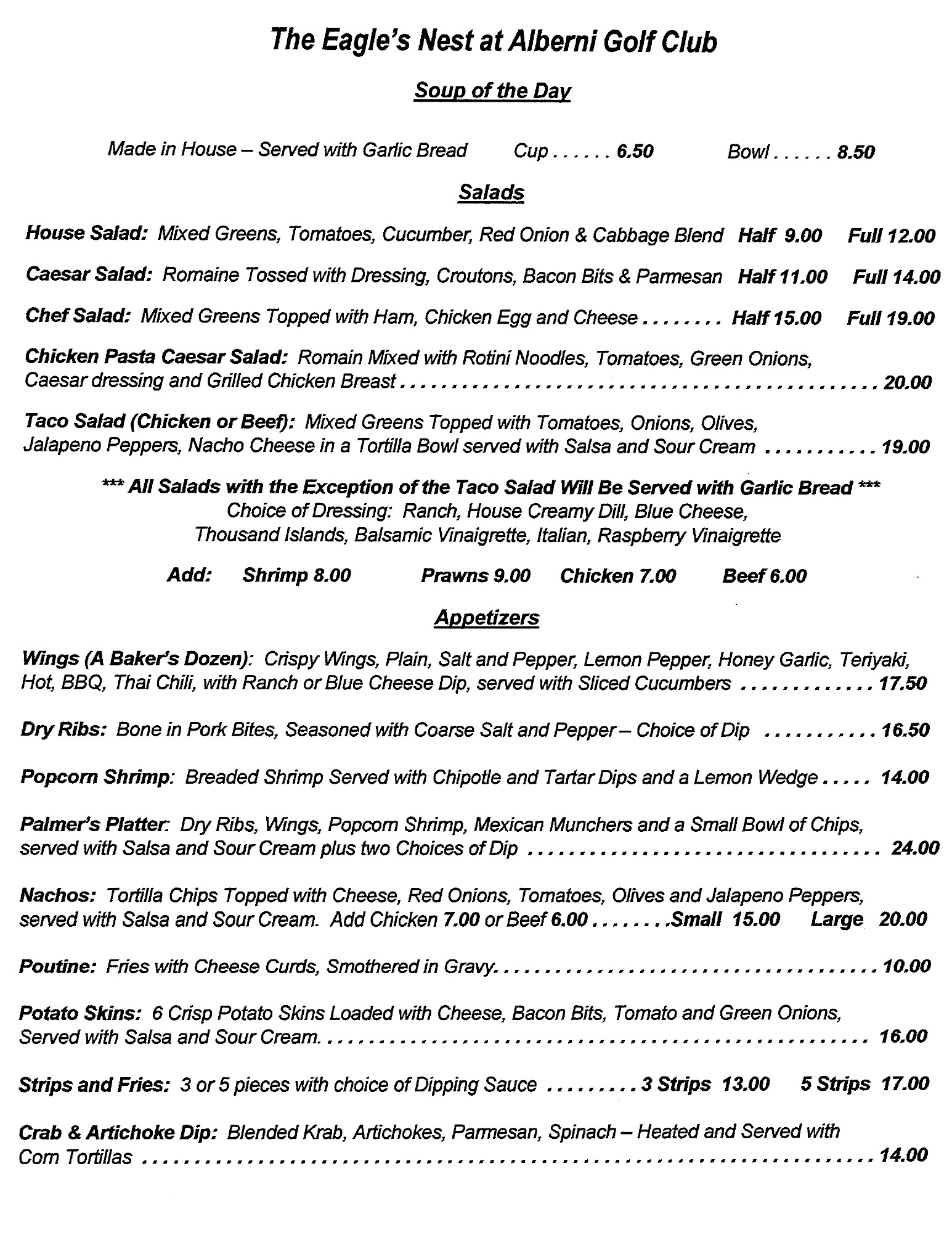 Eagle's Nest Restaurant + Bar - Alberni Golf Club