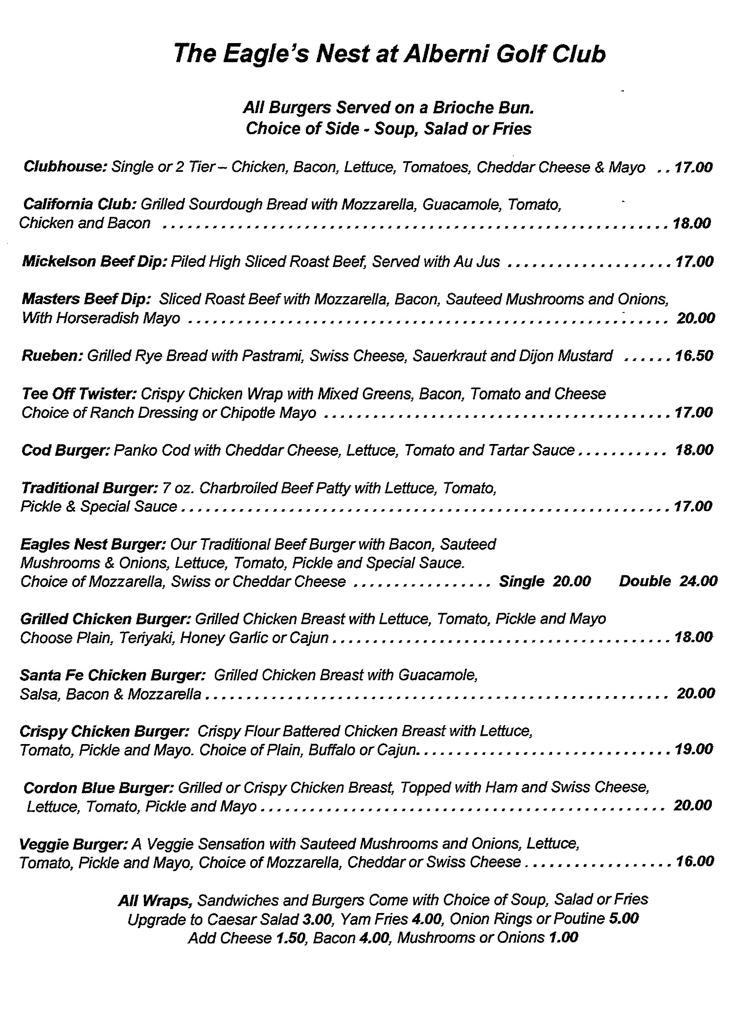 Eagle's Nest Restaurant + Bar - Alberni Golf Club